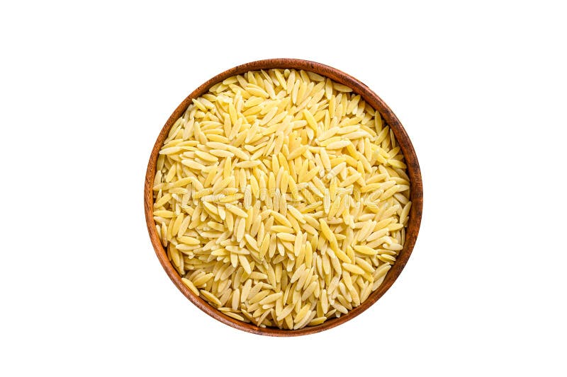 Uncooked Orzo Paste. Recipe for Risoni with Basil Leaves, Tomatoes and ...