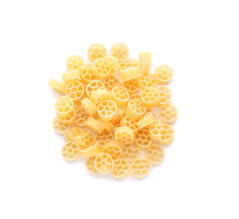 Raw Uncooked Rotelle Dry Italian Pasta. Ruote, Wagon Wheel Shape Stock ...