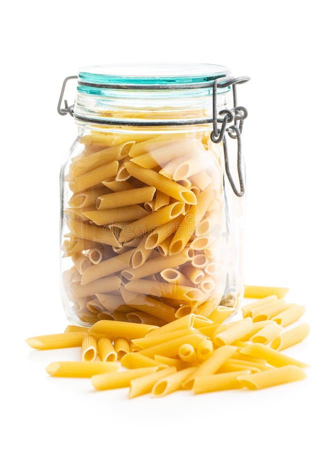Uncooked Penne Pasta. Dried Italian Pasta Stock Photo - Image of ...