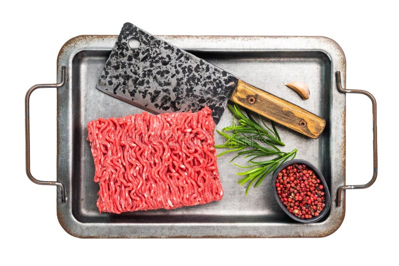 Uncooked Raw Beef Mince Meat, Forcemeat, in Kitchen Tray Ready for ...