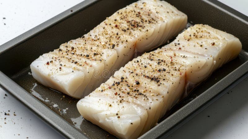 Uncooked Raw Cod Steaks Seasoned in Tray Perfect for Kitchen or Cooking ...