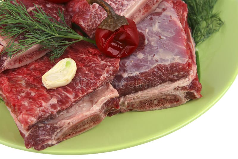 Uncooked ribs over white stock photo. Image of appetizers - 9037958