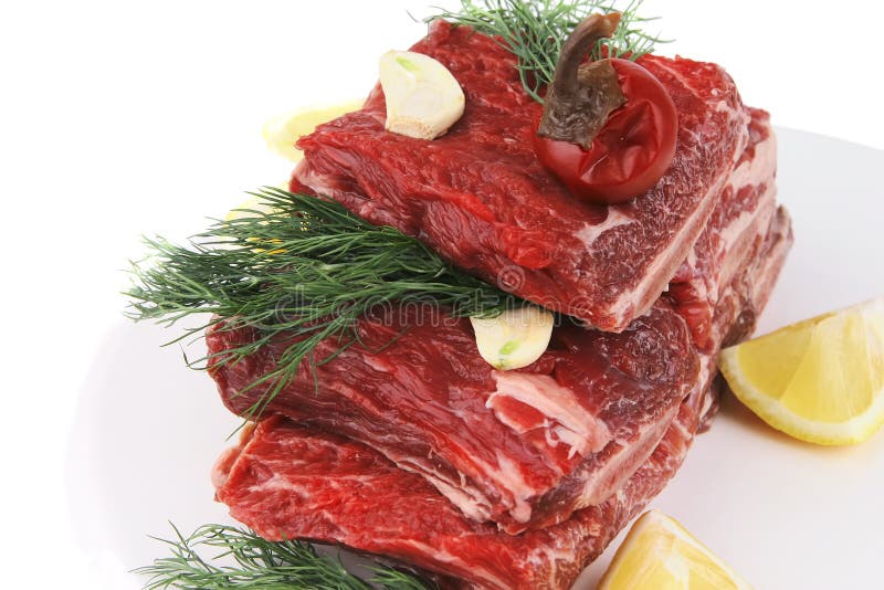Uncooked ribs over white stock photo. Image of marinated - 9956742