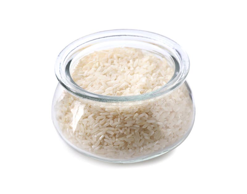 Uncooked Rice in Glass Jar Isolated Stock Photo - Image of ingredient ...