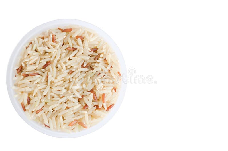 Uncooked Rice in the Plastic Cup on White Background Stock Image ...