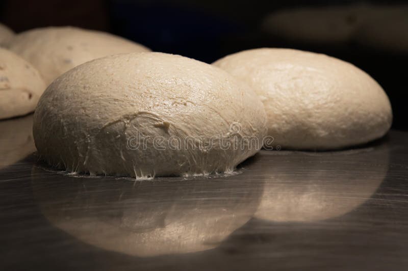 The Uncooked Round Buns of Dough are Placed on a Metal Tray. Hamburger ...
