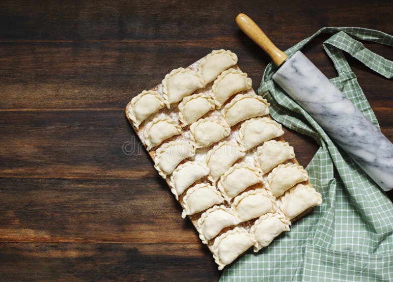 Uncooked Russian Pierogi with Mash Potato Stock Photo - Image of view ...