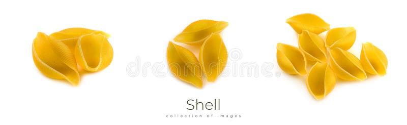 Uncooked Shell Pasta Isolated on White Background. Stock Photo - Image ...
