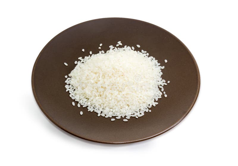 Uncooked White Rice on the Brown Dish Stock Image - Image of short ...