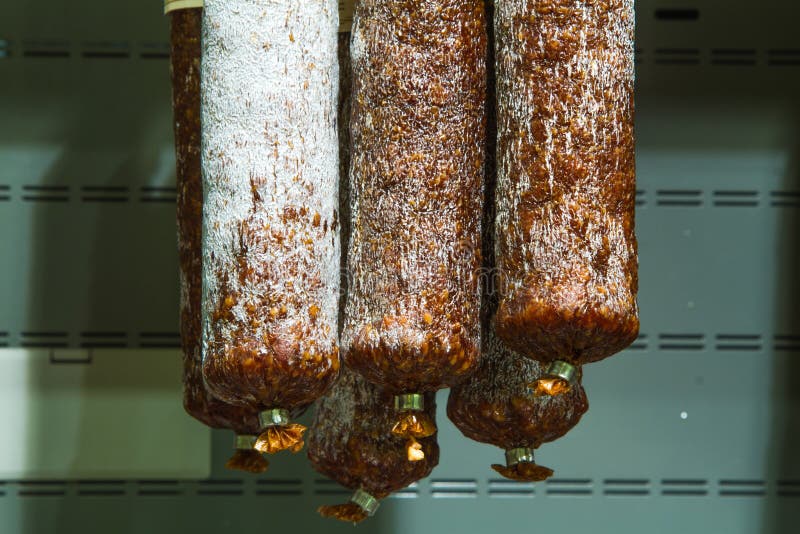 Uncooked smoked sausage stock image. Image of group, groceries - 50596933