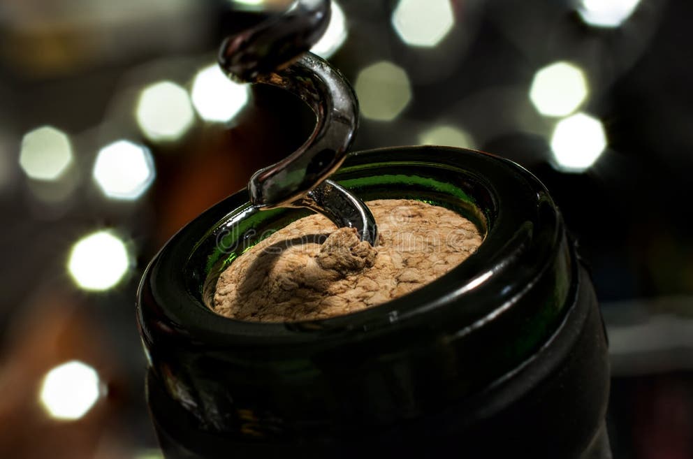 Uncork a Bottle of Wine on Silvester Stock Photo - Image of celebration ...