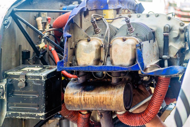 Uncovered Engine of Small Light Plane Stock Photo - Image of aircraft ...
