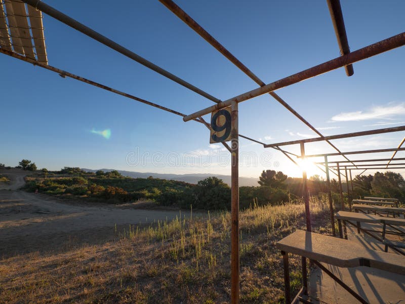 Uncovered Old Vintage Shooting Range on Hillside Stock Photo - Image of ...