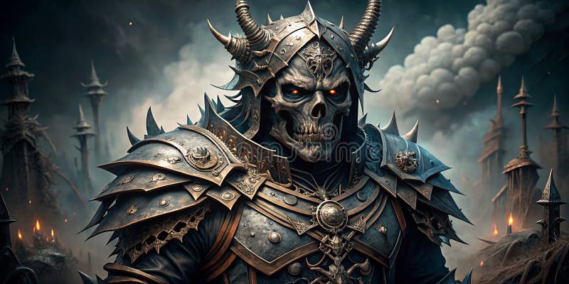Undead Ancient Demon Warlord Covered with Ironclad Armor AI Generative ...