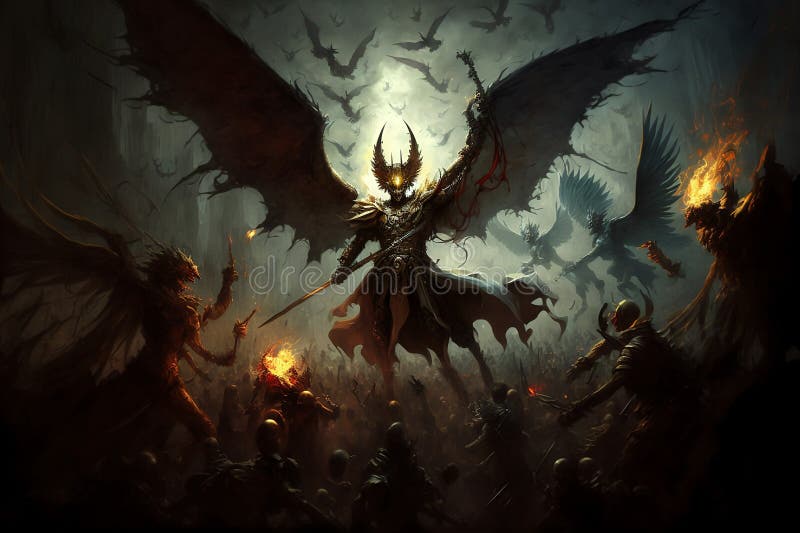 The Undead Army Commander with Angel Wings Preparing for a Fight, AI ...