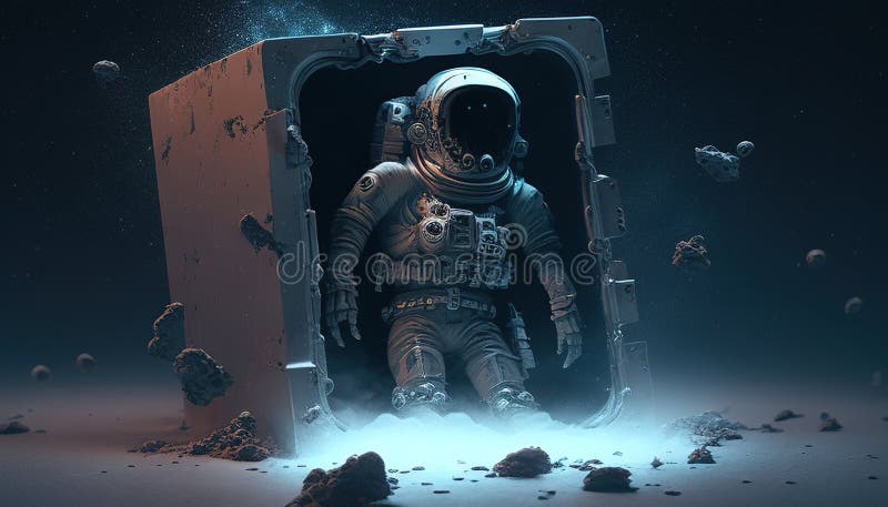 Undead Astronaut, Humanoid Aboard a Spaceship Stock Illustration ...