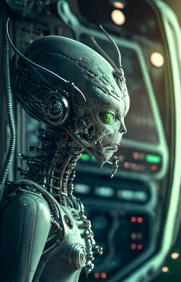 Undead Astronaut, Humanoid Aboard a Spaceship Stock Illustration ...