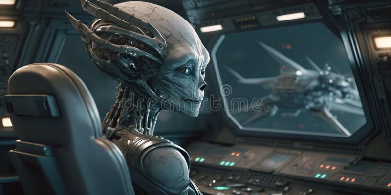 Undead Astronaut, Humanoid Aboard a Spaceship Stock Illustration ...