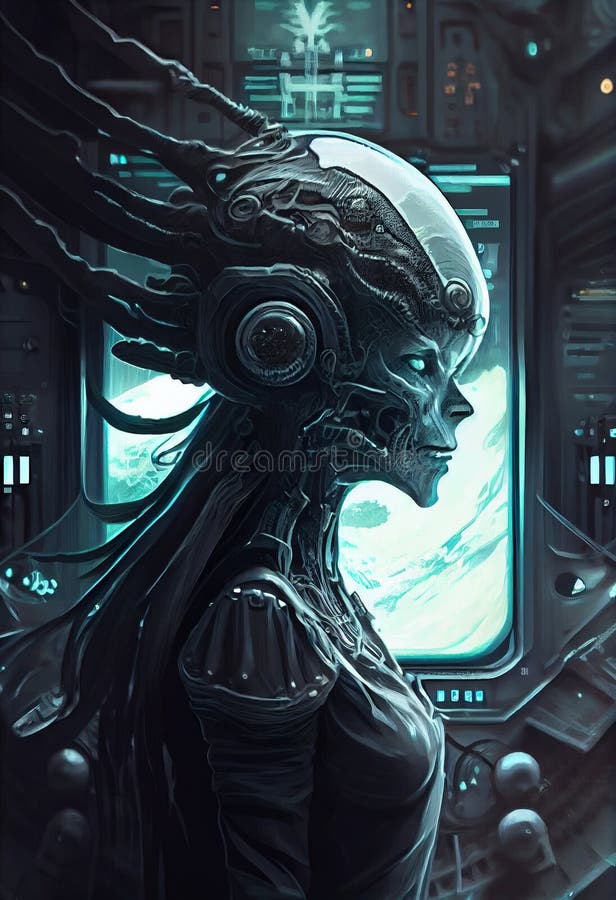 Undead Astronaut, Humanoid Aboard a Spaceship Stock Illustration ...