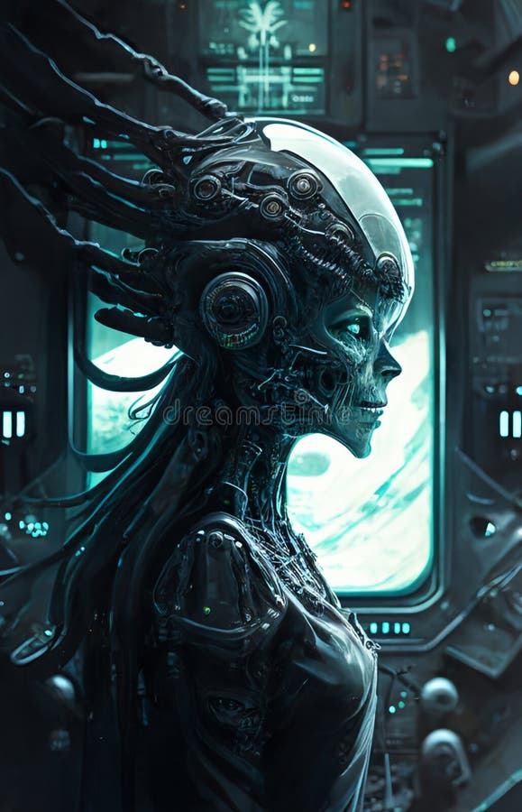 Undead Astronaut, Humanoid Aboard a Spaceship Stock Illustration ...