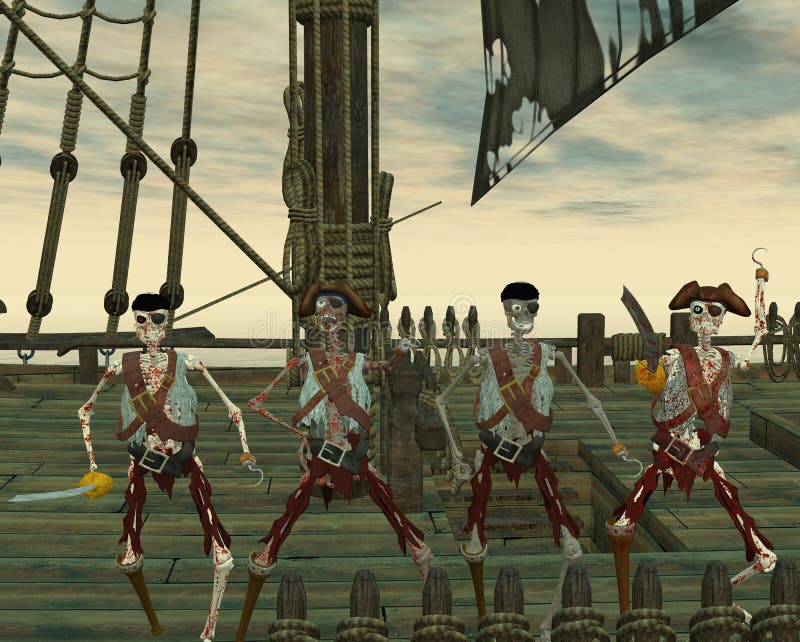 Undead Pirate Skeleton - 1 stock illustration. Illustration of reaver ...