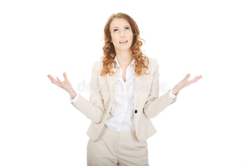 Undecided business woman. stock image. Image of isolated - 58959101