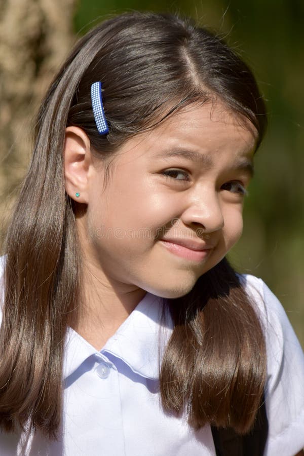 An Undecided Girl Student Wearing Uniform Stock Image - Image of youth ...