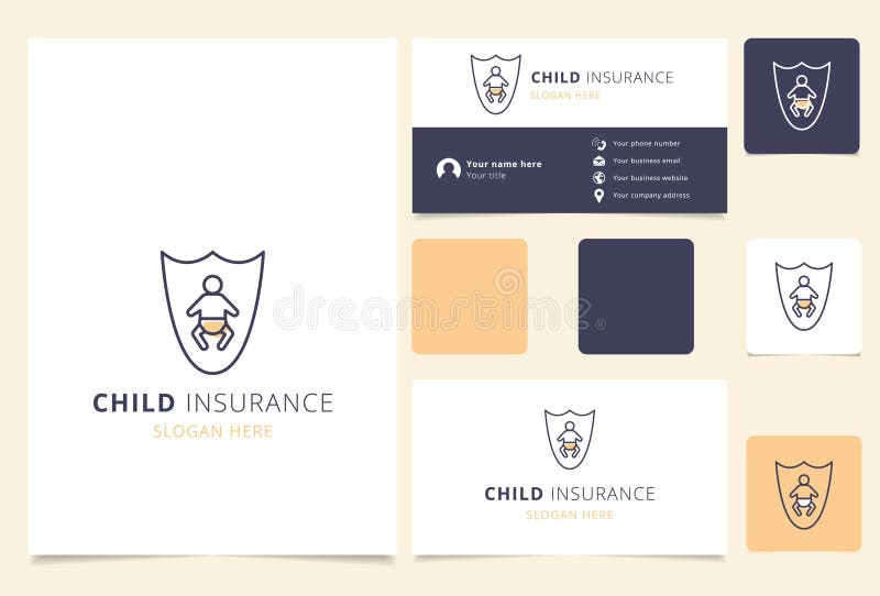 Child Insurance Logo Concept Featuring Baby Protected by Shield Stock ...