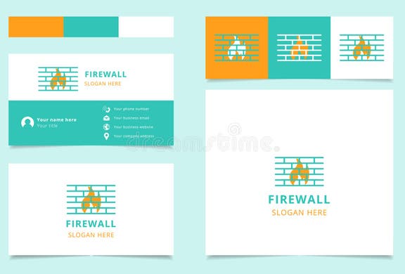 Firewall Logo Concept Featuring a Brick Wall Stopping a Fire Stock ...