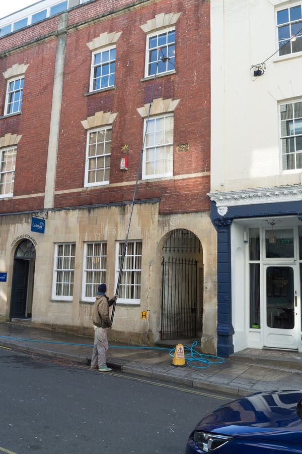 Undefined Window Cleaner Working on the Street Editorial Photo - Image ...