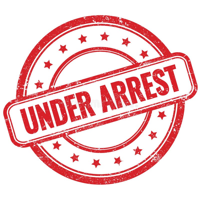 UNDER ARREST Text on Red Grungy Round Rubber Stamp Stock Illustration ...