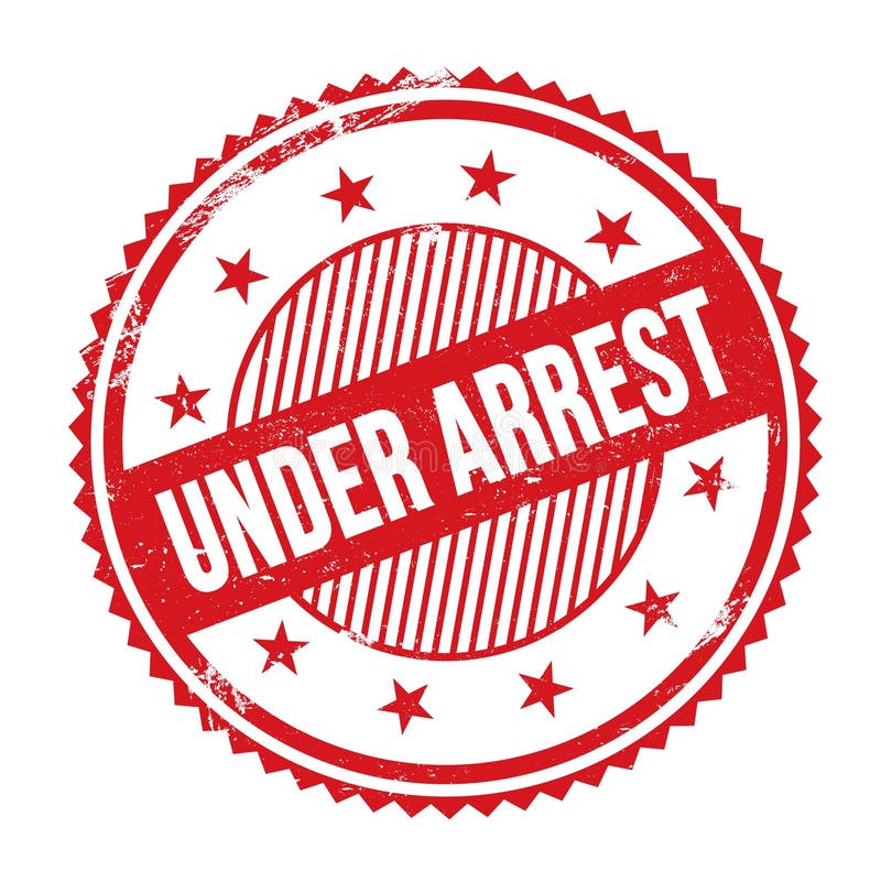 UNDER ARREST Text Written on Blue Vintage Round Stamp Stock ...