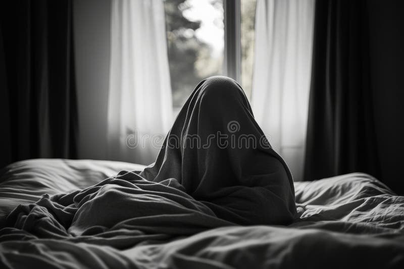 Under a Blanket, Hiding from Problems. Tired Person Stock Image - Image ...
