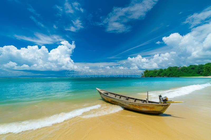 Under the Blue Sky: Authentic Jimbaran Beach. Stock Illustration ...