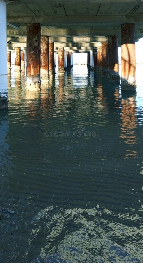 Under the Bridge in the City, Water and Reflections of the Sky Stock ...