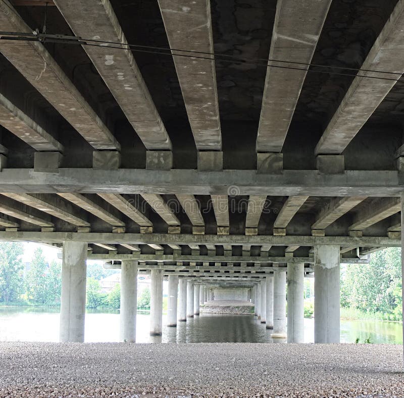 Under the Bridge Ebgineering Columns Construction View Stock Photo ...