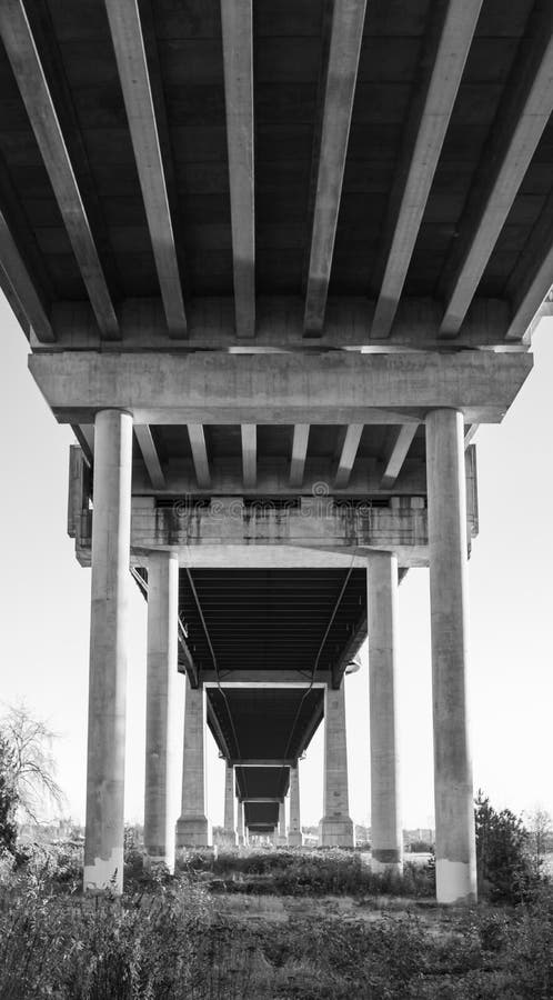 Under Bridge. Concrete Bridge Pillars Stock Image - Image of highway ...