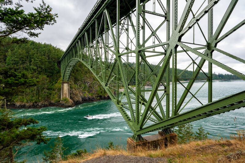 Under Bridge at Deception Pass State Park. Ocean Stock Image - Image of ...