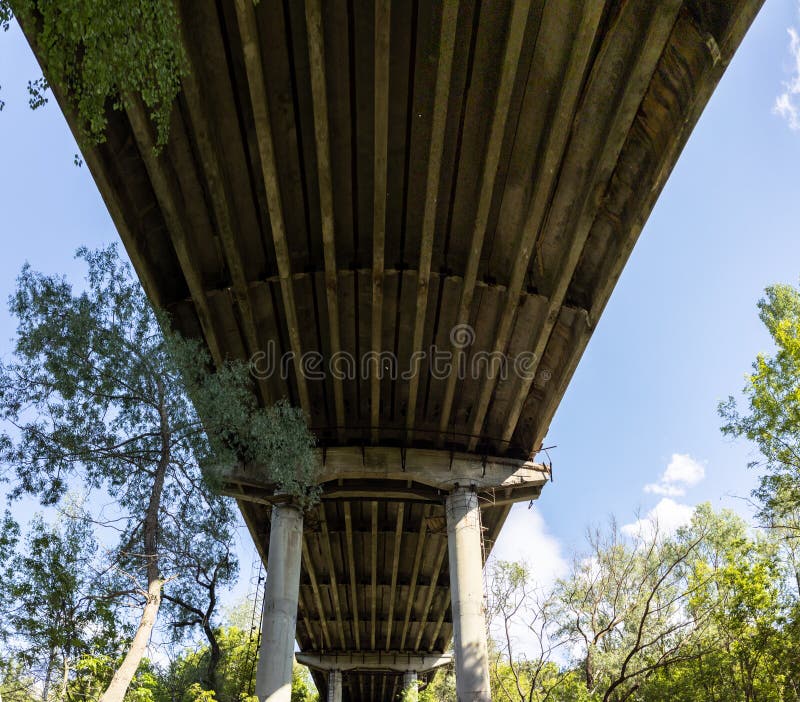 Under Bridge. Look Up on Old Rusty Construction Stock Photo - Image of ...