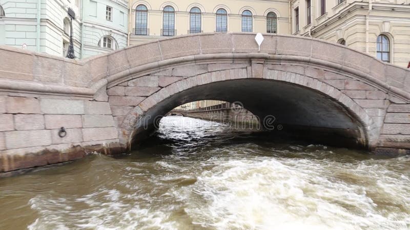 Under Bridge Passes Ship Channel - Arch Bridge Structure Stock Video ...