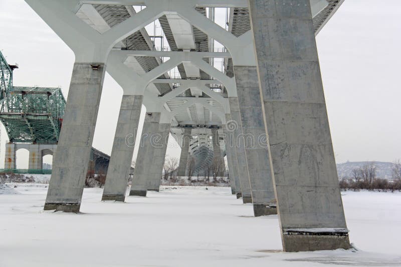Under the Bridge Pillars Made of Concrete Stock Photo - Image of detail ...