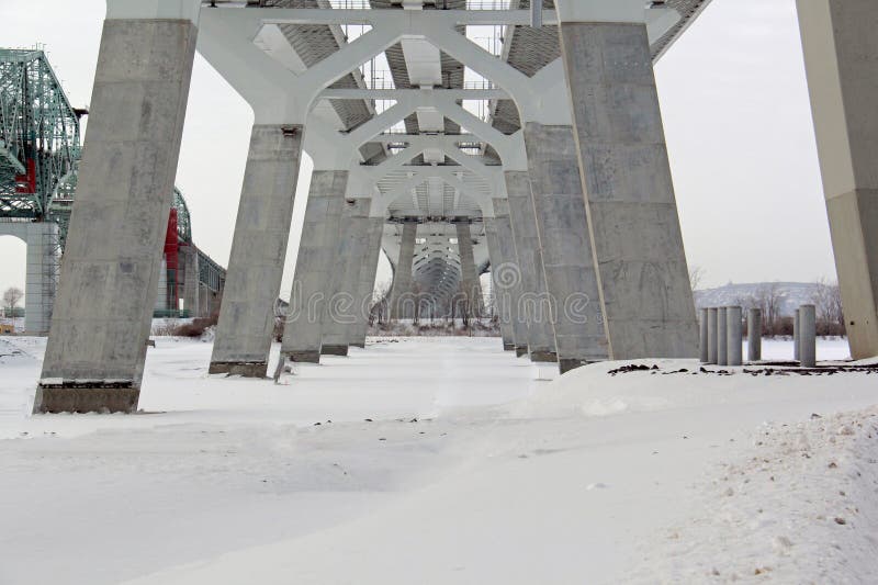 Under the Bridge Pillars Made of Concrete Stock Photo - Image of build ...