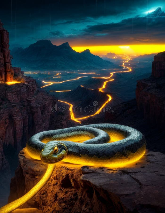 Enchanted Serpent Under Stormy Skies Stock Image - Image of stormy ...