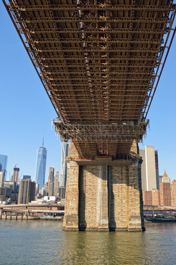 Under the Brooklyn Bridge. stock image. Image of famous - 83136505