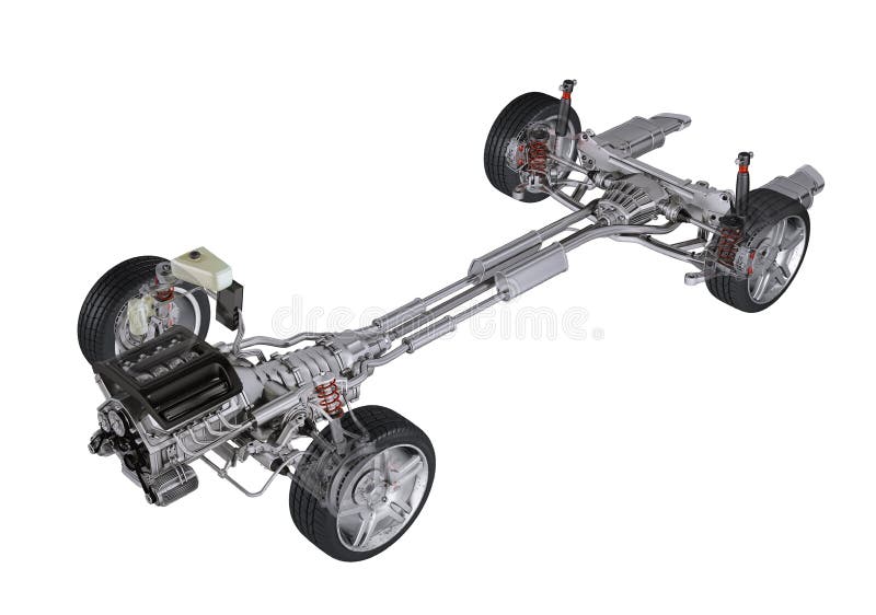 Under Carriage Technical 3D Rendering, of a Sedan Contemporary Car ...