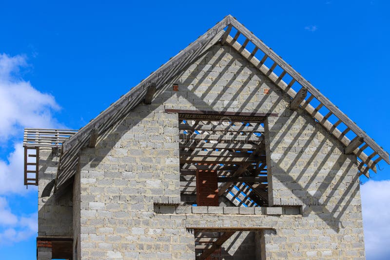 Under Construction Abandoned House Real Estate Development Concept ...