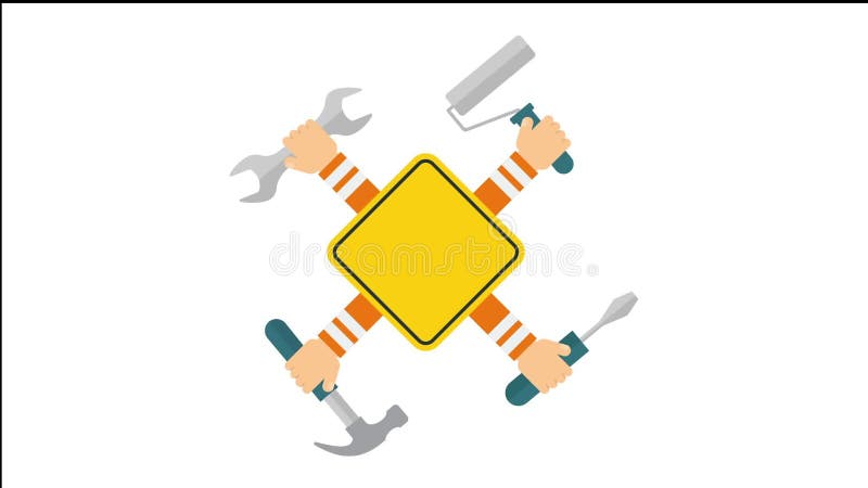 Under Construction Animated Logo. Hands with Tools Stock Video - Video ...