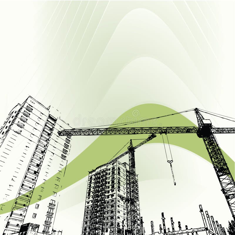 Construction Background With Skyscrapers Stock Vector - Illustration of ...