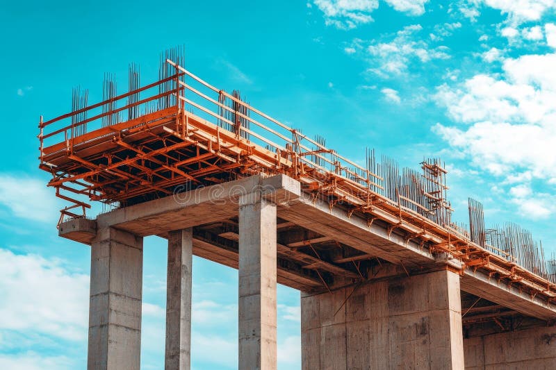 Under Construction Bridge Against a Clear Blue Sky a Captivating Urban ...