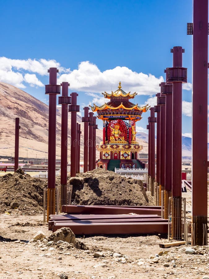 Under Construction of Buddha Image in Yarchen Gar Monastery Stock Photo ...